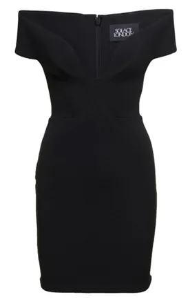 Solace London Black Off-The-Shoulder Stretch Mini Dress Size S