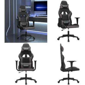 vidaXL Gaming-Stuhl mit Massagefunktion Schwarz und Grau Kunstleder - Massagestuhl - Gamingstuhl mit Massage