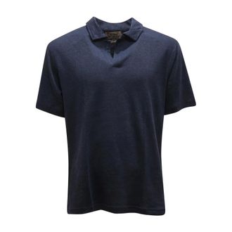 MC2 Saint Barth Fraser Polo en lin - Homme - Tops - Bleu - Taille: XL