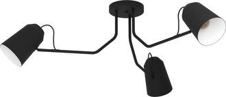 Eglo Deckenlampe Loreto, Deckenleuchte mit 3 schwenkbaren Spots, Spotleuchte minimalistisch, Wohnzimmerlampe aus Stahl in schwarz und weiß, Lampe Decke mit