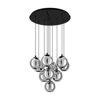 Eglo Cluster H&auml;ngelampe Ariscani 1, 3-flammige Pendelleuchte Esstisch, H&auml;ngeleuchte Treppenhaus aus Metall in schwarz und Glas in Kupfer, Esszimmerlampe h&auml;