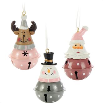 Com-Four 3-teiliges Hängedeko Set aus Metall 7 x 4 cm - Weihnachtsmannfigur, Schneemannfigur und Rentierfigur zum Aufhängen - weihnachtliche Dekoration - Weihn