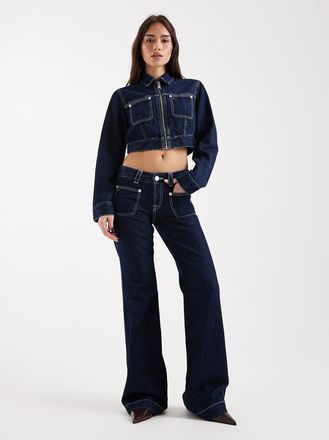 Tommy Jeans Sia - Bootcut-Jeans in dunkelblauer Waschung mit niedrigem Bund, Kombiteil