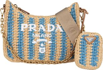 Prada Crossbody Bags - Prada Tricolor Raffia Re-Editon Crossbody bag - Gr. unisize - in Beige - f&uuml;r Damen