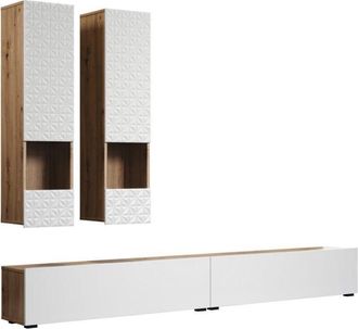 M&S Collection Rezzo Regalsystem 4 Teile matt wei&szlig;, Eiche Dekor