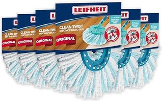 Leifheit Ersatzkopf CLEAN TWIST Disc Mop Ergo micro duo 6er Set, Wischbezug Disc Mop Ergo, Ersatzbezug, f&uuml;r Bodenwischer CLEAN TWIST Ergo