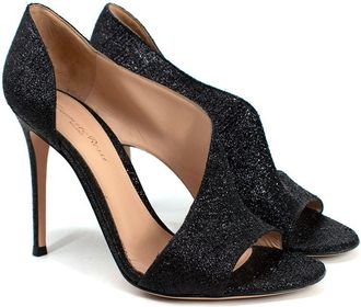Gianvito Rossi Black Glitter Demi Heel Size 39