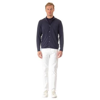 Drumohr Homme, Pulls, Bleu, Taille: 2XL Cardigan en coton avec poche poitrine