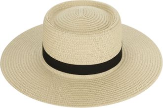 Normani Damen Sonnenhut Strandhut mit großer Krempe - Sommerhut - Verstellbarer Strohhut mit Band und UV Schutz Farbe Cancun Natur