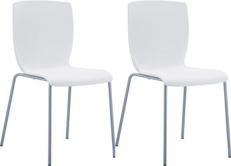 Clp 2er Set Gartenstühle Mio Kunststoff I Stapelbare Bistrostühle Mit Aluminiumgestell, Farbe:weiß
