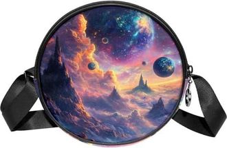 Generic Sac &agrave; bandouli&egrave;re circulaire pour femme, beau petit sac &agrave; bandouli&egrave;re avec fermeture &eacute;clair, bretelles r&eacute;glables, style d&eacute;contract&eacute;, pour femmes et fi