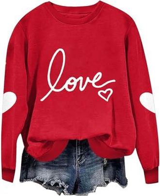 Generico Sweatshirt tendance &agrave; col rond pour femme, sans capuche, mi-saison, pour femme, style d&eacute;contract&eacute;, taille S &agrave; 3XL, rouge, XXXL