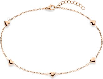 s.Oliver Anklet - Elegante Fu&szlig;kette aus poliertem Edelstahl - ros&eacute;gold - Rolokette verstellbar bis 27 cm - wasserfest & hautfreundlich