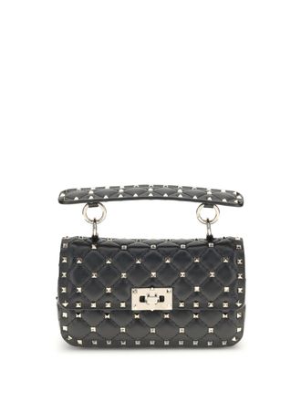 Valentino Garavani Womens Small Shoulder Bag Rockstud Spike Black Lambskin