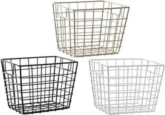 DKD Home Decor Korb Schwarz Gold Metall Weiß (17 x 14 x 13 cm) (3 Stück) (Referenz: S3025641)
