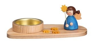 Rudolphs Schatzkiste Teelichthalter Engel mit Stern blau BxHxT 13x4,5x5,5cm NEU Weihnachten Kerzensockel Lichthalter Kerzenschmuck Teelicht Tischschmuck Holzschmuck Holz S