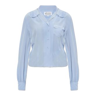 Maison Margiela Lang&auml;rmeliges Seidenhemd - - Blouses & Shirts - Damen - Blau - XS