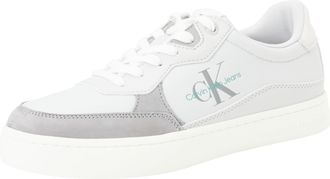 Calvin Klein Herren Cupsole Sneaker aus Leder, Mehrfarbig (Oyster Mushroom/Formal Grey), 40