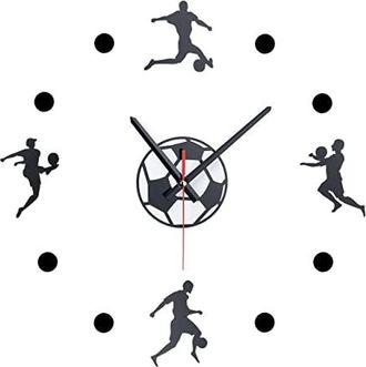 Relaxdays Wanduhr DIY, Fu&szlig;ball-Wanduhr Kinderzimmer, &Oslash; 50-100 cm, Wandtattoo Uhr zum Kleben, 3D-Uhr Wand, scharz/wei&szlig;