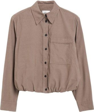 s.Oliver Langarmbluse Bluse Feincord-Bluse mit Ballon-Saum
