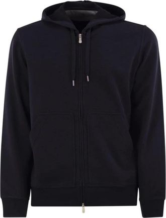 Brunello Cucinelli Homme, Sweatshirts et sweats &agrave; capuche, Bleu, Taille: L Sweat &agrave; capuche en coton enti&egrave;rement zipp&eacute;