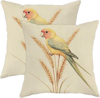 Generic Herbstpapagei Sofakissenbezug Quadratische Kissenh&uuml;llen Weich Dekokissenbezug F&uuml;r B&uuml;ro Balkon Bett 45X45Cm 2Er Set