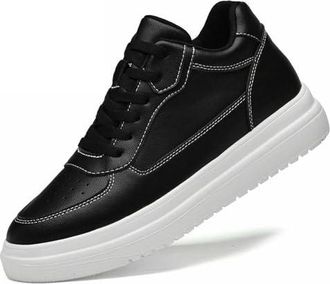 Generic ZBDP Lift Sneakers Homme Chaussures &eacute;l&eacute;vateur Hauteur Augmentation de la semelle int&eacute;rieure 8 cm Blanc Noir Chaussures plus hautes Hommes Loisirs Spor