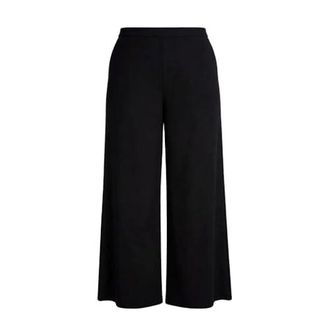 Generic Pantalon d&eacute;contract&eacute; d&eacute;t&eacute; pour femme en tissu tricot&eacute; temp&eacute;rament &eacute;l&eacute;gant &agrave; jambes larges, Noir, XXL Grande taille