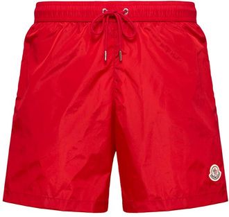 Moncler Moncler Logo Patch Swim Shorts, Men, Red, Size: Xl