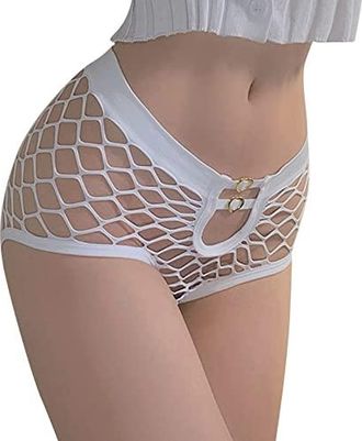Generic Sous-v&ecirc;tements Sexy en Dentelle Transparente pour Femmes avec Oeillets, Tangas Respirant Taille Moyenne, Strings avec D&eacute;coupes en R&eacute;sille, Bikini Exte