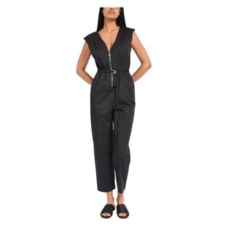 Patrizia Pepe Femme, Combinaisons et Ensembles, Noir, Taille: 36 FR Combinaison en popeline avec ceinture