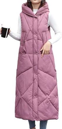 Generic Gilet long sans manches pour femme surdimensionn&eacute; sans manches &agrave; capuche avec fermeture &eacute;clair et boutons-pression, violet, XL