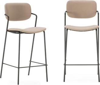 DRAWER Set aus 2 Hockern mit schwarzen Metallbeinen H66 cm - MAIKA