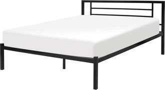 Beliani Metallbett schwarz mit Lattenrost 140x200 cm hohes Kopfteil Doppelbett modern Cusset