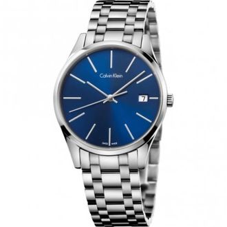 Calvin Klein Atemberaubende Quarzuhr mit blauem Zifferblatt - - Accessories - Damen - Grau - ONE SIZE