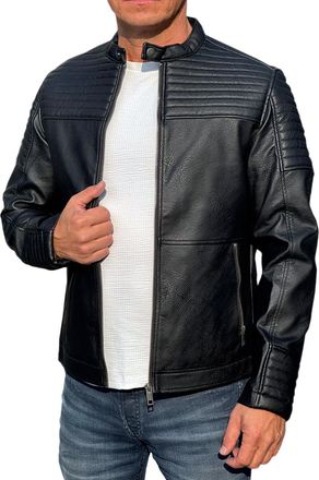 Jack & Jones Herren Kunstlederjacke Jacke JCOSMITH Biker Jacket, Gr. XX-Large, Schwarz (Black Fit:ONE)