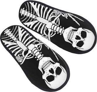 Generic Pantoufles Cr&acirc;ne Squelette Rock And Roll 1 Impression Chaussures Hiver Chauds Chaussons Pour Chambre Ext&eacute;rieur Femme L