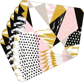 MG Design Set aus 6 Kork-Platzsets - Grometric Abstraction 1 - 30 x 40 cm - hitzebeständig & abwischbar, mit Korkrückseite