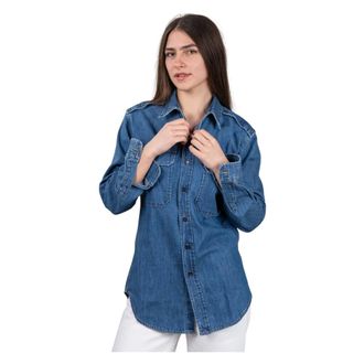 Roy Rogers Femme, Blouses et Chemises, Bleu, Taille: 42 FR Military Shirt