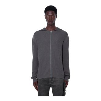 Rick Owens Woll Rei&szlig;verschluss-Hoodie - - Sweatshirts & Hoodies - Herren - Grau - S