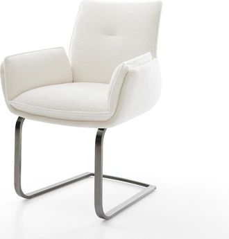 DELIFE Freischwinger Nela-Flex Boucl&eacute; Soft Beige Freischwinger flach Graphit, Esszimmerst&uuml;hle
