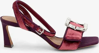 Dolce & Gabbana Sandali in velluto con dettaglio strass frontale - DOLCE & GABBANA - gender_Woman