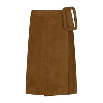 Ami Midirock mit gro&szlig;em Schnallen-G&uuml;rtel - - Skirts - Damen - Braun - L