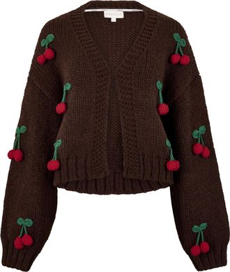 Apricot Chunky Knit Cherry Cardigan