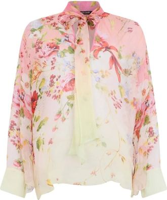 Roberto Cavalli Femme, Blouses et Chemises, Multicolore, Taille: 40 FR Chemisier en mousseline avec imprim&eacute; Fleurs de Miami