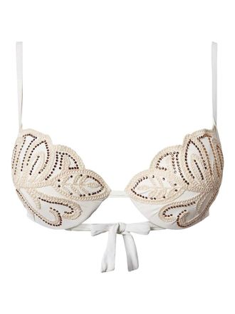 Twin-Set haut de bikini brodé à strass - Blanc