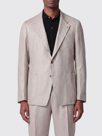 Tagliatore Blazer droit en lin &agrave; col &agrave; revers