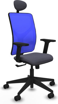 Piqueras y Crespo Computerstuhl mit 2D-Armlehnen, h&ouml;henverstellbarer Lendenwirbelst&uuml;tze und festem Kopfteil, ausgestattet mit 3 Positionen und Schneideschaum, Blau/Dunk