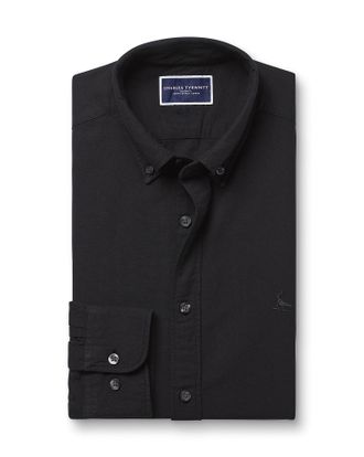 CHARLES TYRWHITT Vorgewaschenes Stretch-Oxfordhemd - Schwarz