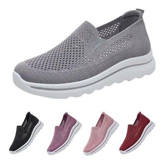 Generic Chaussures de marche &agrave; enfiler pour femme - Confortables et d&eacute;contract&eacute;es - Baskets tiss&eacute;es l&eacute;g&egrave;res et respirantes en maille avec semelle souple - Sou